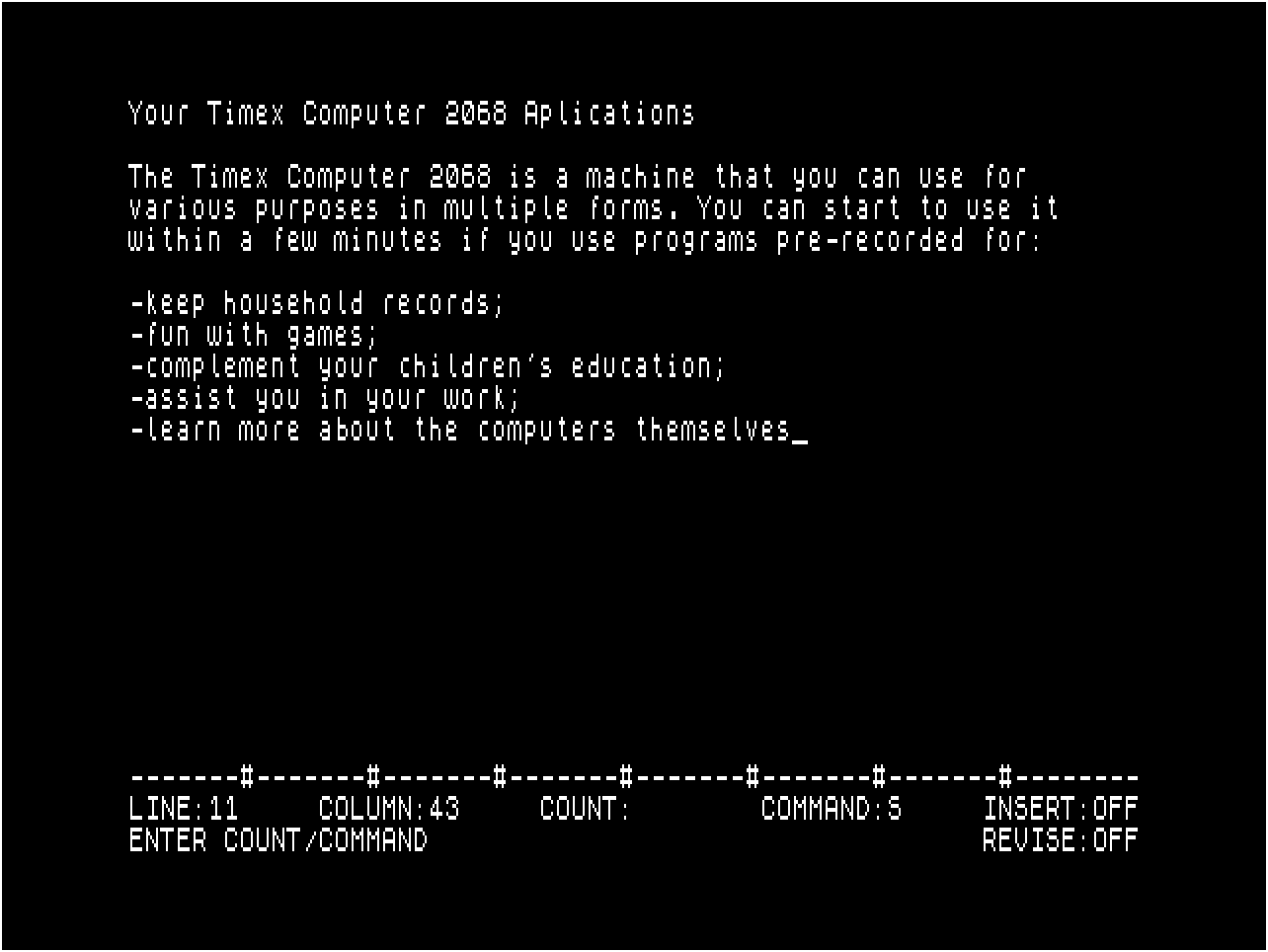 TimeWord Online User Manual – LOAD ZX – TIMEX COMPUTER World